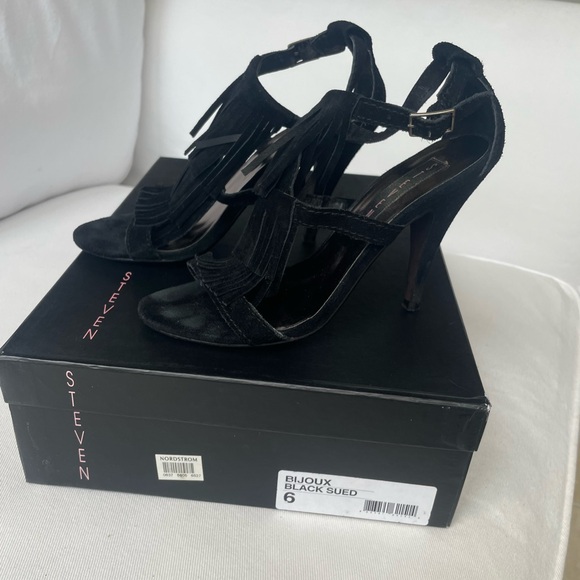 Steven By Steve Madden | Shoes | Vintage Steven Black Suede Fringe ...